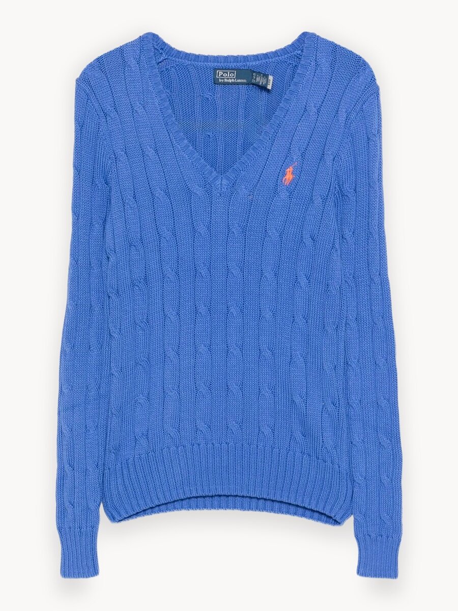Свитер Polo Ralph Lauren Cable-knit V-neck sweater, размер XS, , blue
