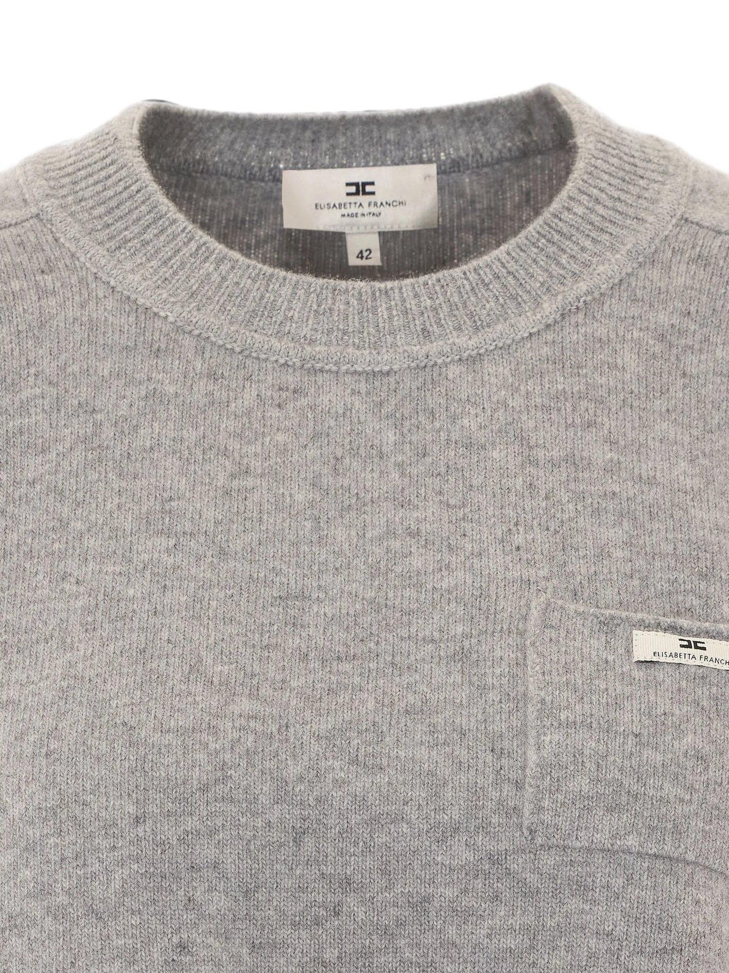 Топ Elisabetta Franchi Wool and cashmere top, размер 40, серый — фото 1