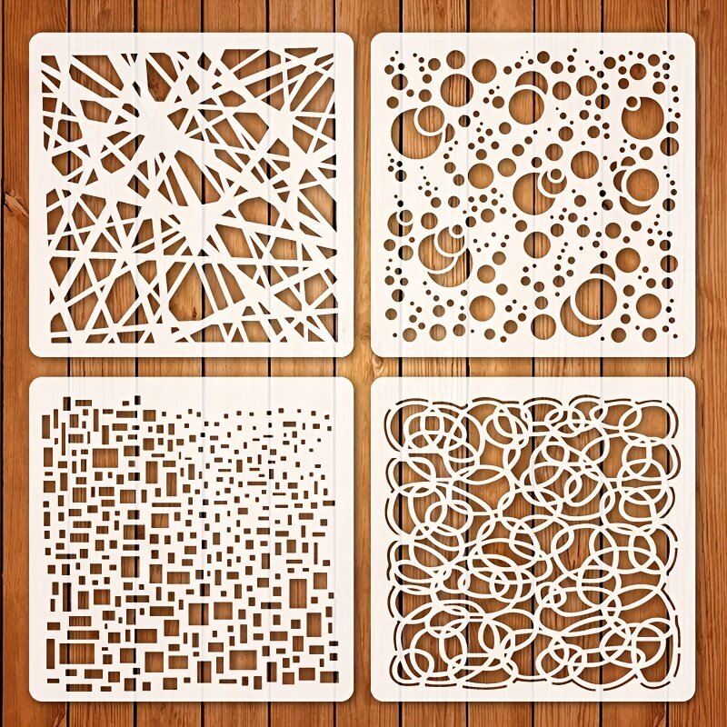 Геометрические трафареты для рисования, набор 4 шт, 6x6 дюймов