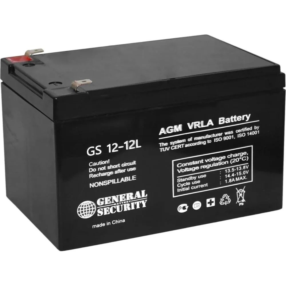 Аккумуляторная батарея General Security GS12-12L 12В, 12 Ач УТ-00001373, теплоаккумуляторы, удобный формат товара