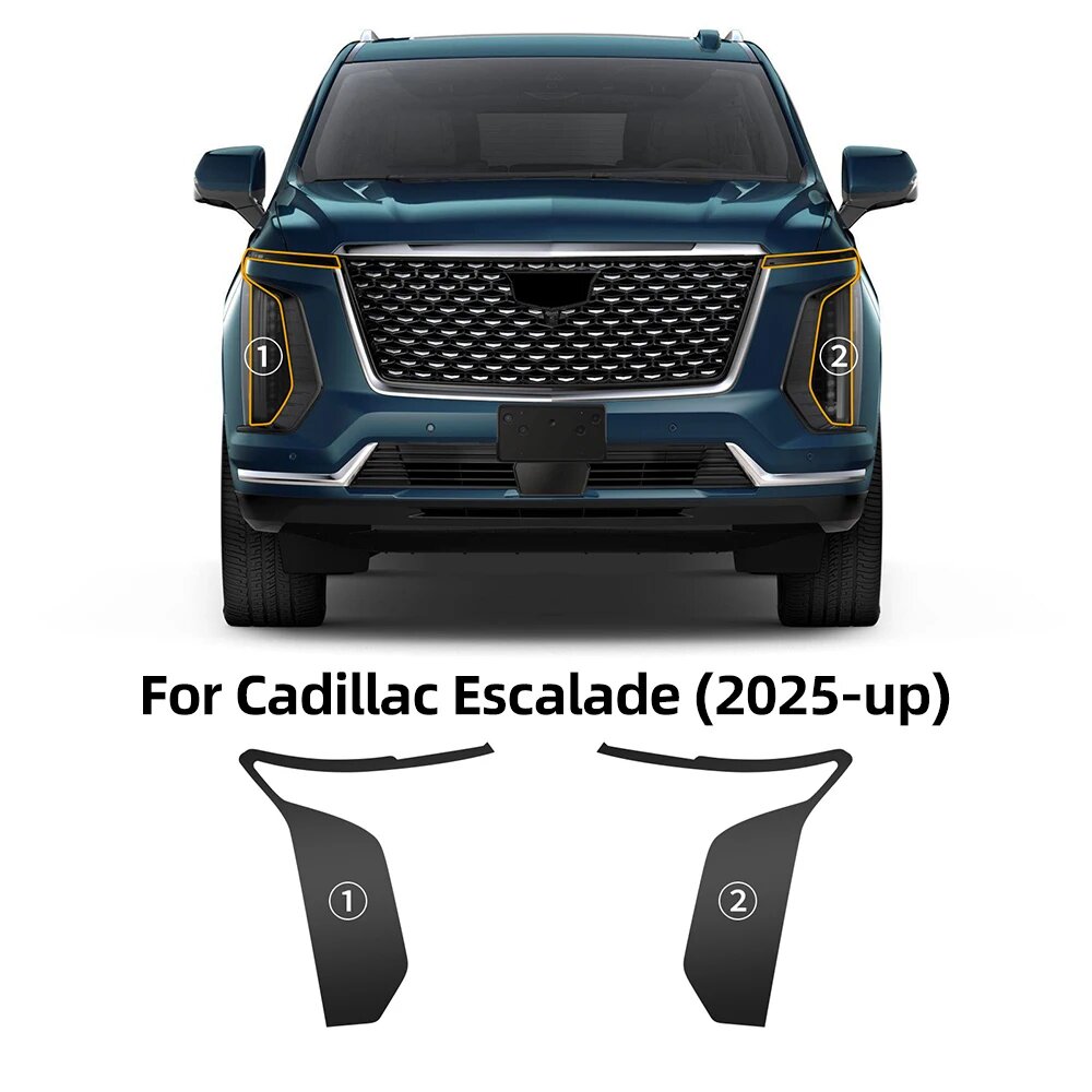 Защитная пленка из ТПУ для фар Cadillac Escalade 2025-2026: транспортная и дымчатая, Smoked