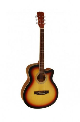 Акустическая гитара Elitaro E4020 SB, медиаторами, чехлом, ремнём, тюнером, жёлтый/коричневый