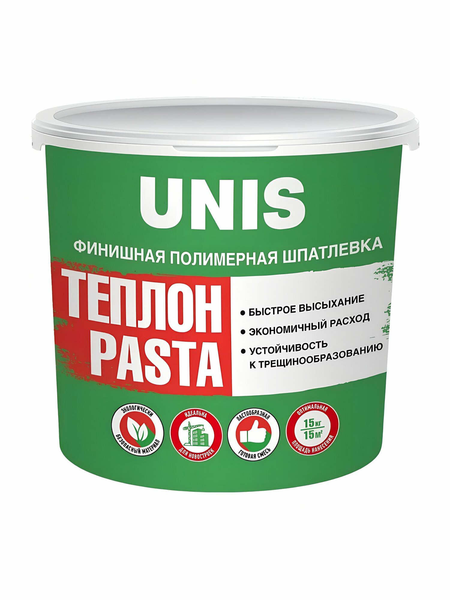Unis, Шпатлевка финишная, белая, готовая, для внутренних работ, 5 кг, Теплон Pasta