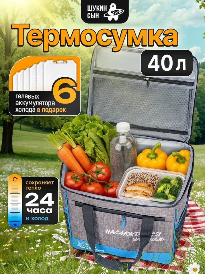Термосумка, сумка холодильник с аккумуляторами холода Рыбак Всемогущий 40л