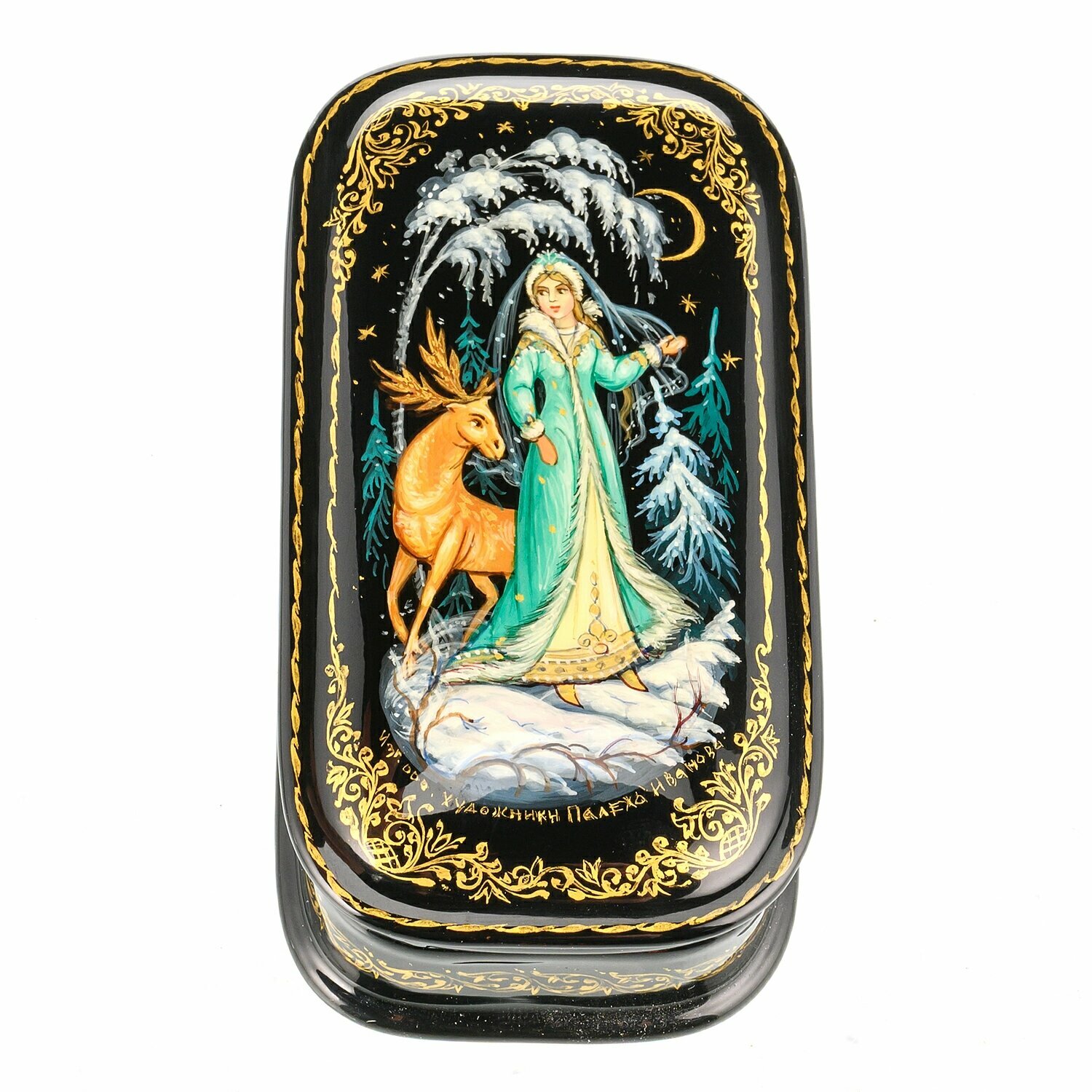202245/11*6см Лаковая миниатюра Палех Шкатулка "снегурочка" Иванова