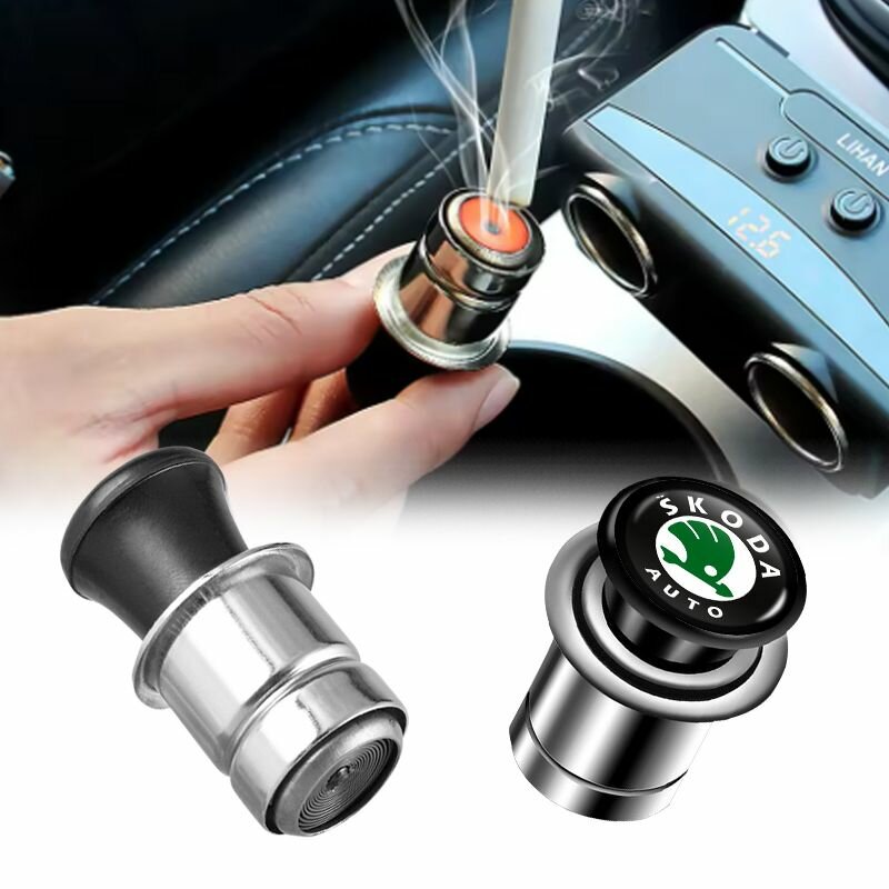 Пылезащитная крышка прикуривателя из нержавеющей стали для Skoda Octavia Rapid Kodiaq Superb Karoq Fabia Kamiq