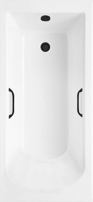 Ванна из литьевого мрамора Delice Scandi 175х70 см, пристенная с черными ручками