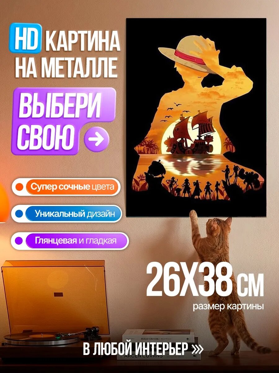 Картина на HD металле Силуэт Луффи Пираты