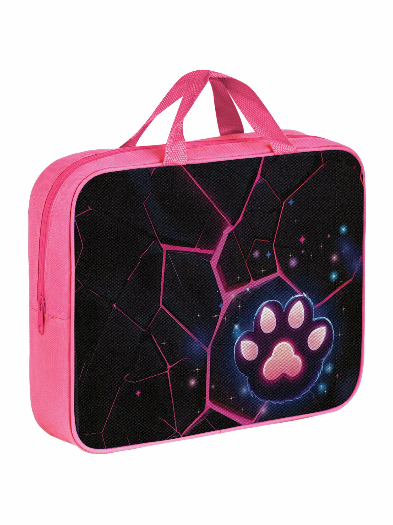 Папка сумка для тетрадей, труда, рисования и изо А4 для девочки на молнии с ручками, канцелярия для школы, 1 отделение, полиэстер, Brauberg, 273299