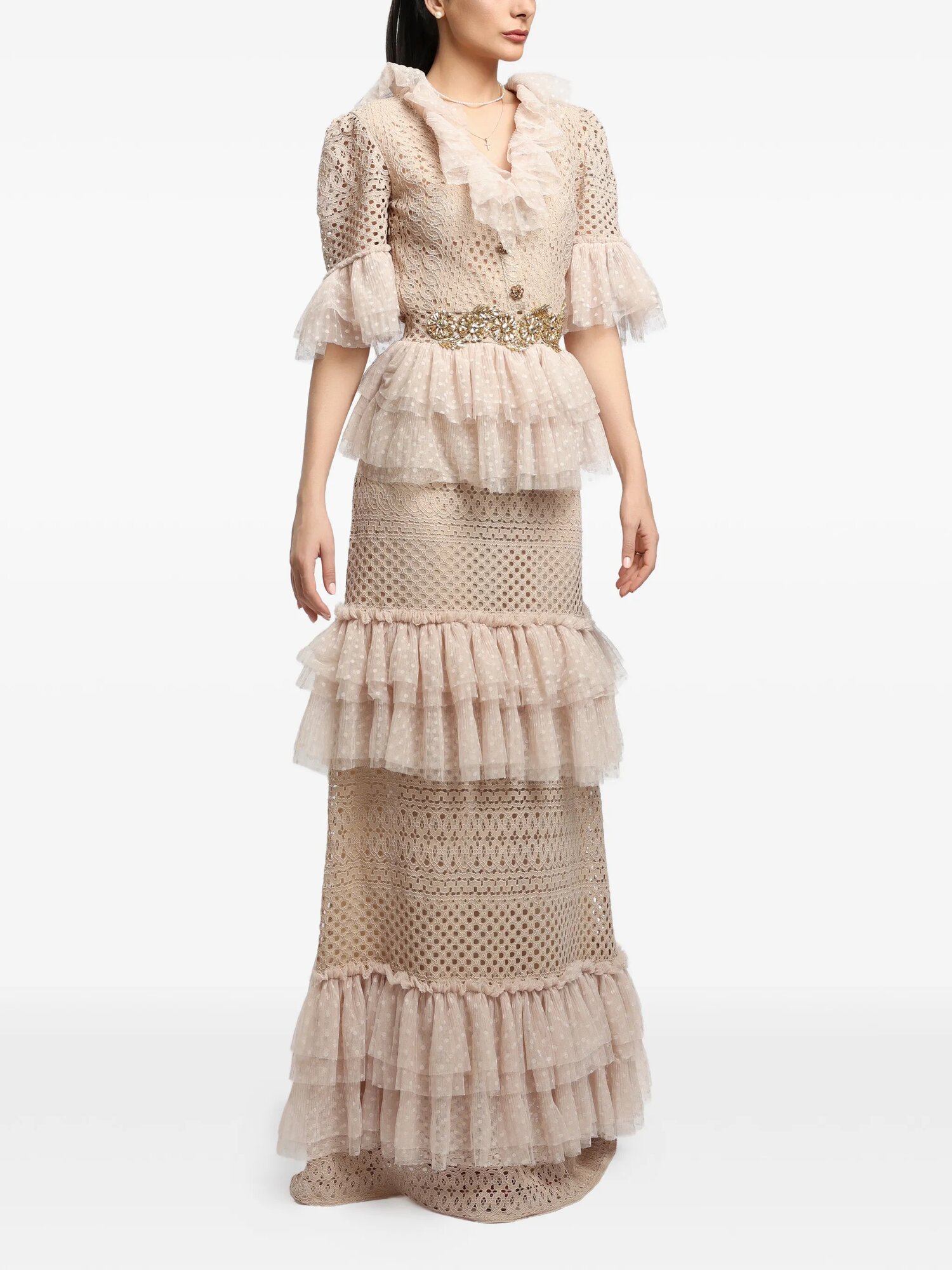Платье MIAU Kalia ruffled maxi dress, размер 38, разноцветный — фото 1