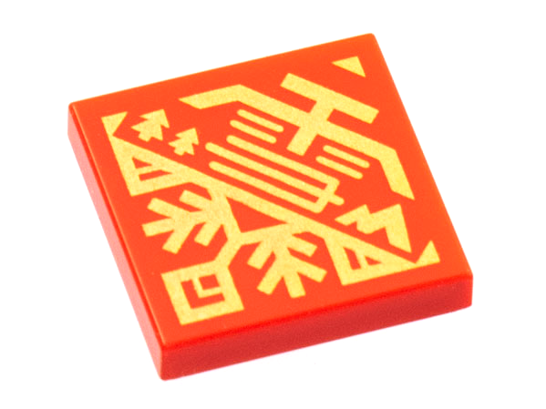 Деталь Lego 3068pb1890 Tile 2 x 2 with Gold Temple, Trees, and Hills Logo Pattern