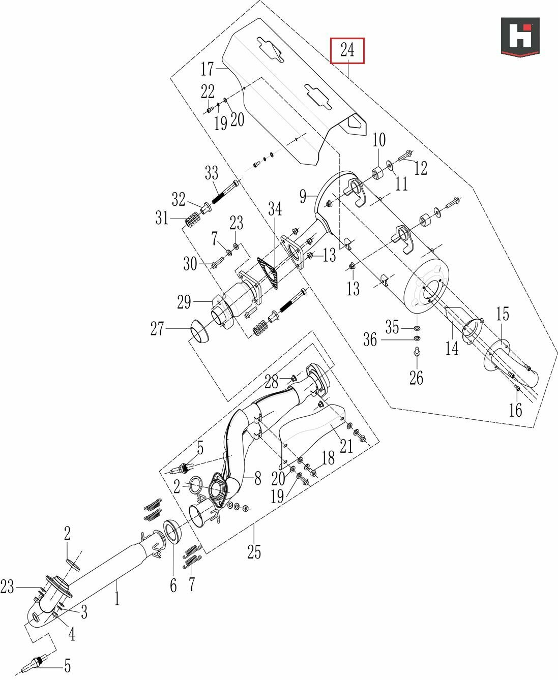 P212001181000001 Глушитель в сборе Hisun TACTIC HS1000ATV
