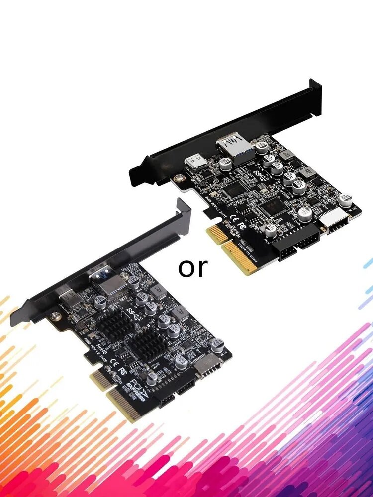 PCI Express-адаптер USB 3.2 Type-C для компьютерных комплектующих и периферии Разноцветный