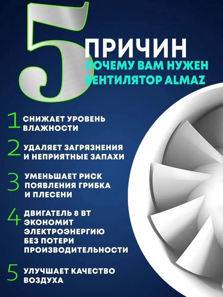 Канальный вентилятор Электра 100 для вентиляции 100 мм 14 Вт белый пластик
