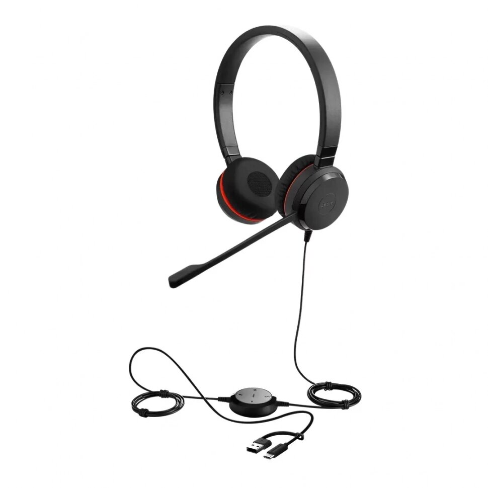 Проводная гарнитура Jabra Evolve 20, Stereo MS, адаптер USB-C/A (PN: 4999-823-169)
