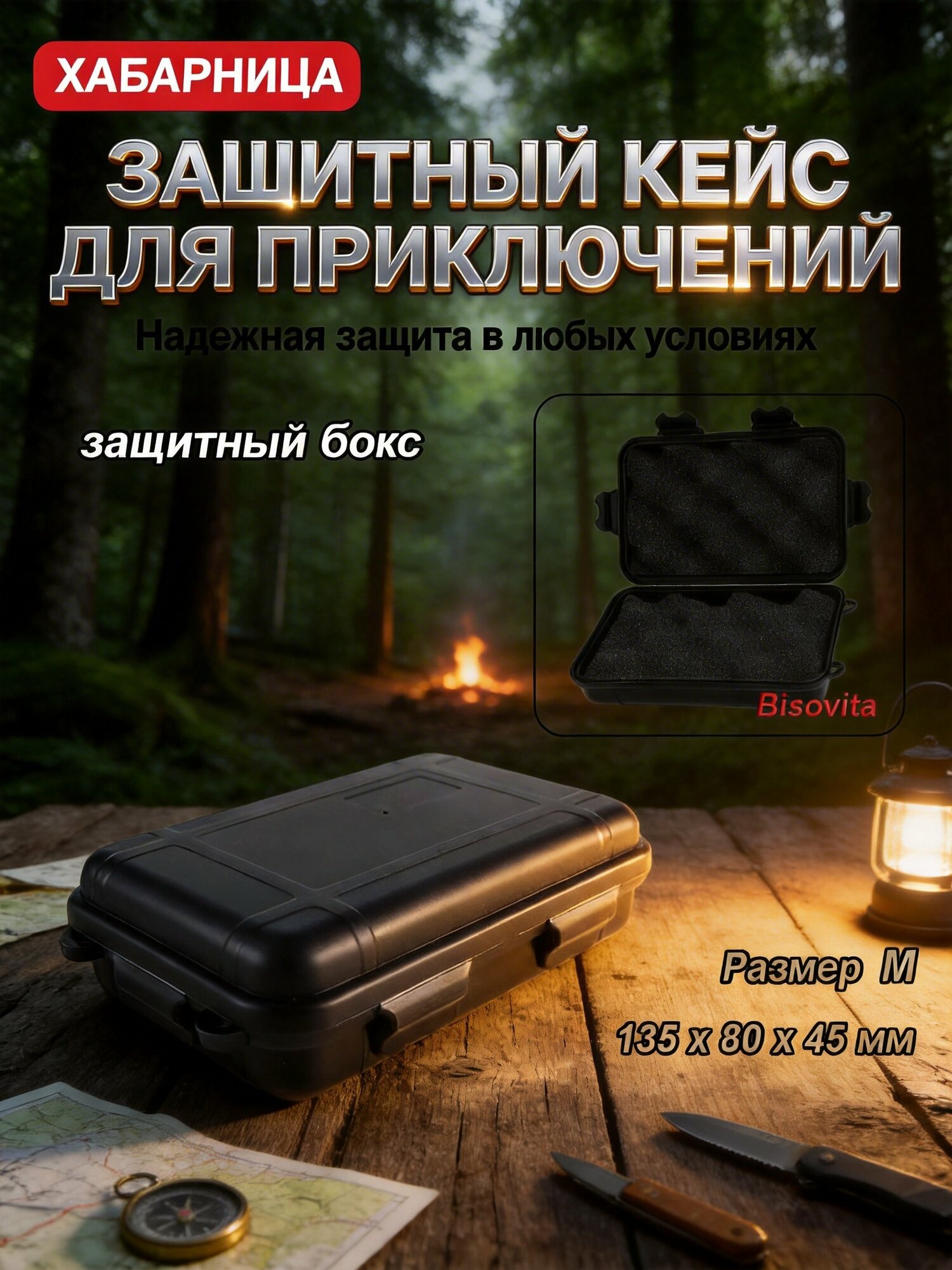 Защитный ударопрочный кейс для мелочей, черное исполнение, малый размер 135mmX80mmX40mm с резиновым уплотнителем и фиксаторами