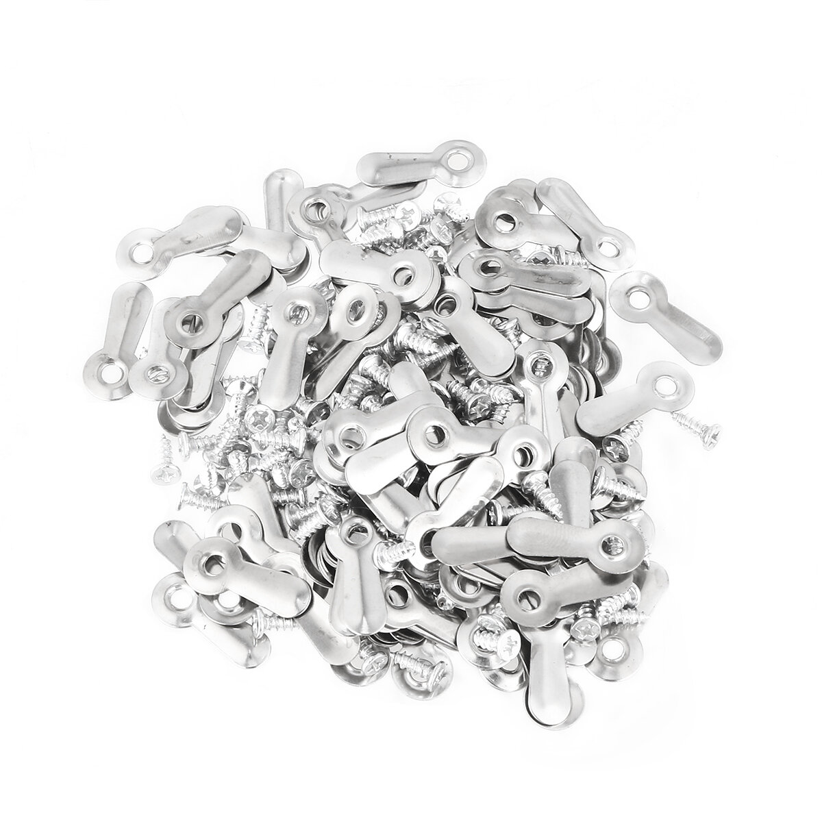 Приспособления для фиксации рамок, серебристые пластинки с крепежом, 200 элементов, размерность 2x1x0.5 см