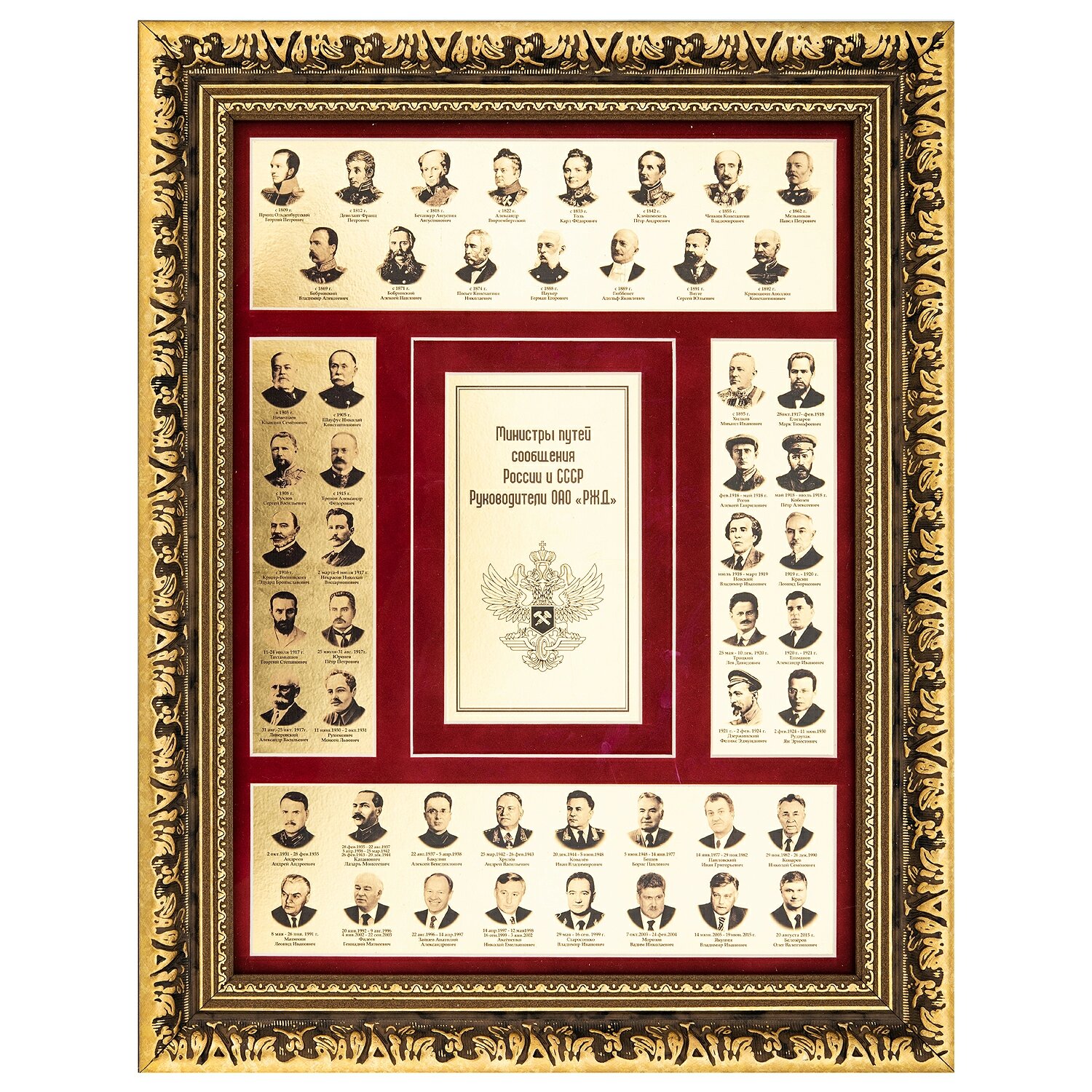 0010372/35*45см панно сувенир."Министры путей сообщ. России и СССР. Руководит. ОАО РЖД"П/У (1163)