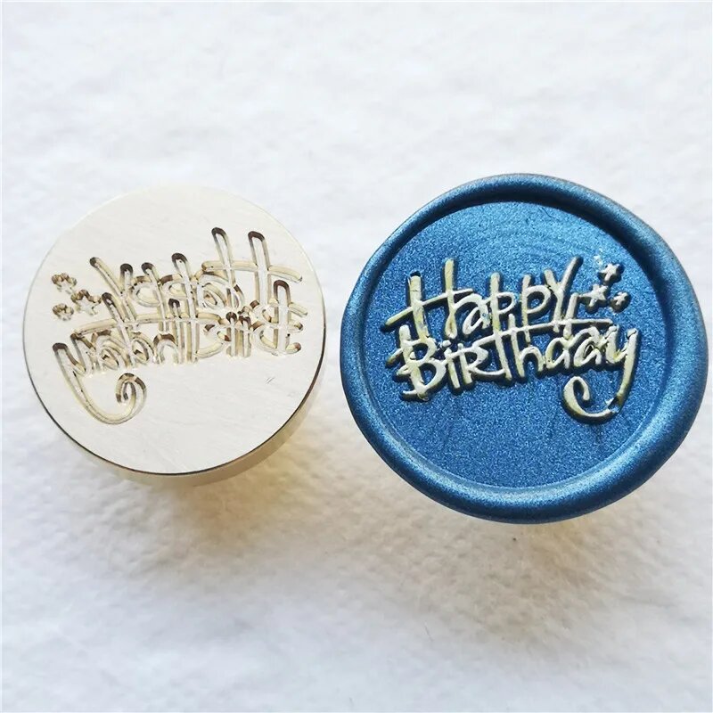 Восковой штамп "Happy Birthday", синий