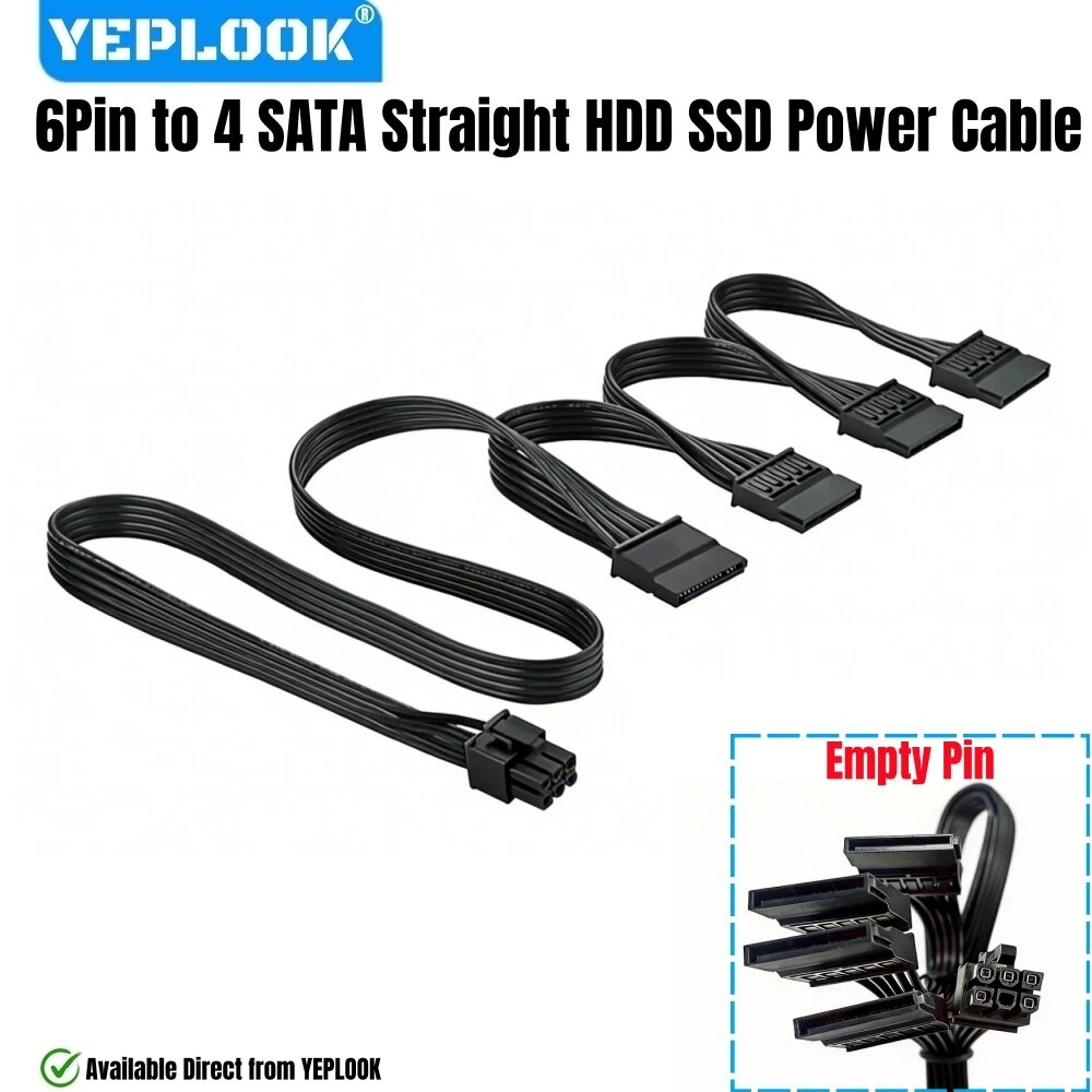 Кабель YEPLOOK 6Pin to 4 SATA, Corsair TX-M Type 3