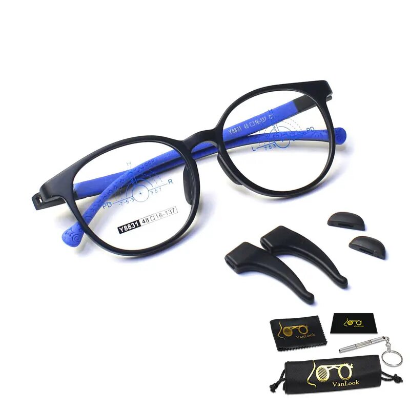 VANLOOK круглые очки Matt Black синий TR90