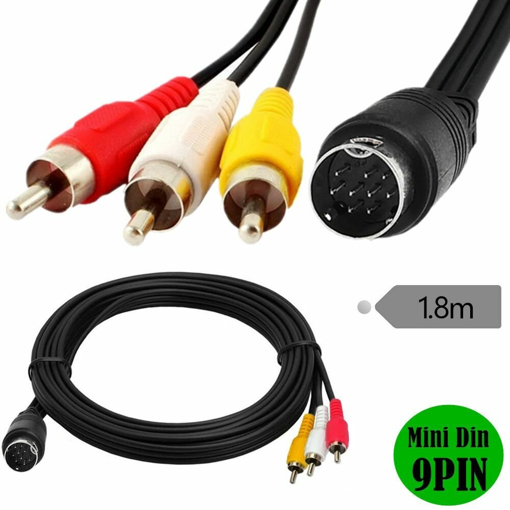 PENGQIAO Аудиокабель DIN/RCA, 1.8 м, черный матовый DIN RCA 1.8 метра