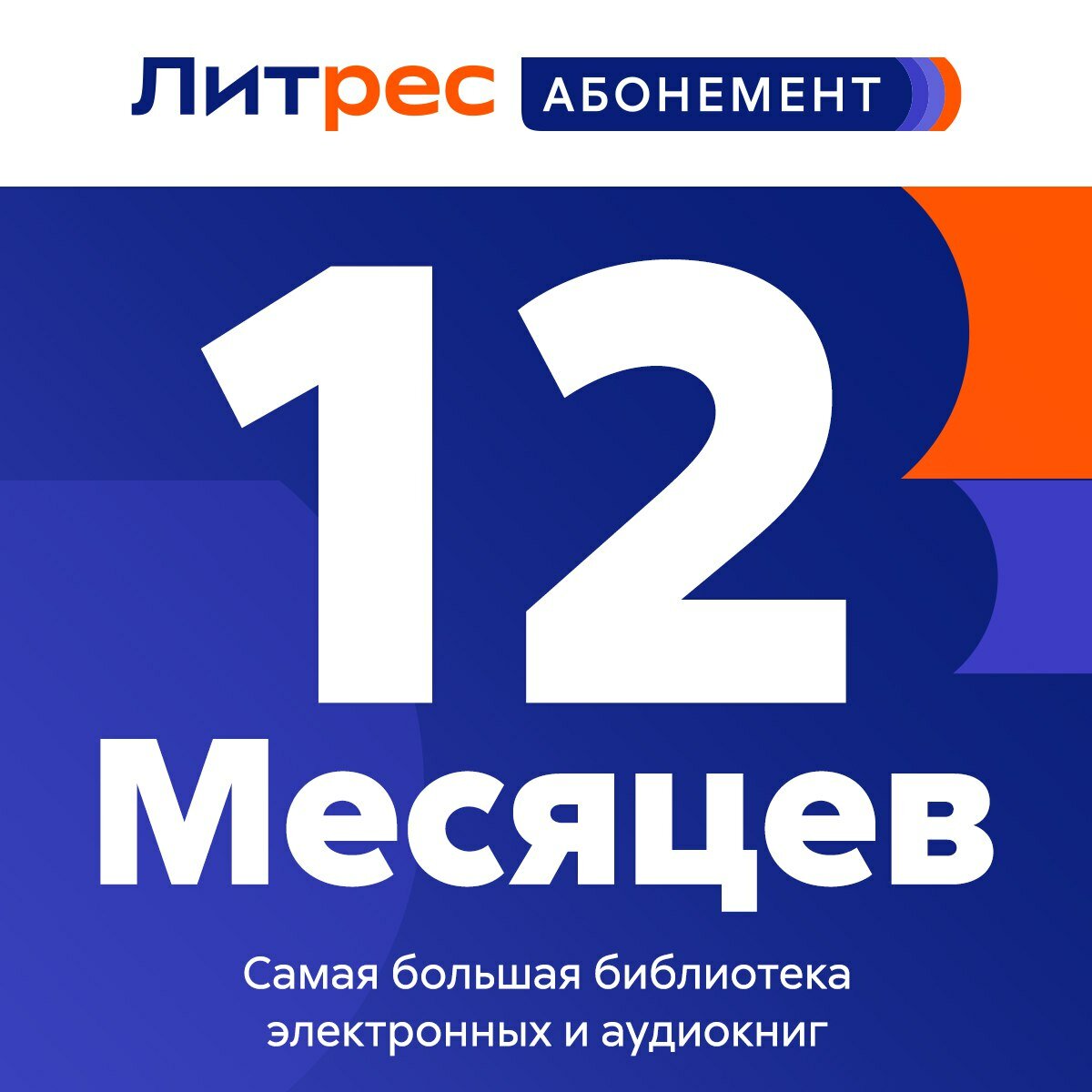 Подписка на книги Литрес Абонемент на 12 месяцев (цифровой код/электронный ключ)