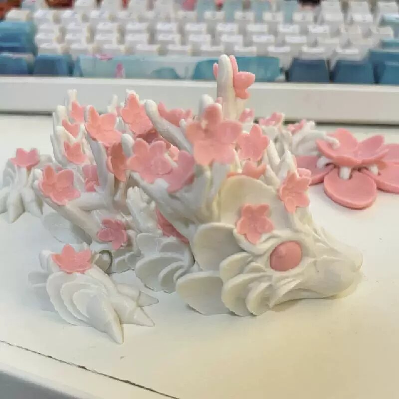 3D-печатная игрушка-дракон с цветами сакуры, милый подарок на день рождения, украшение для рабочего стола, традиционный