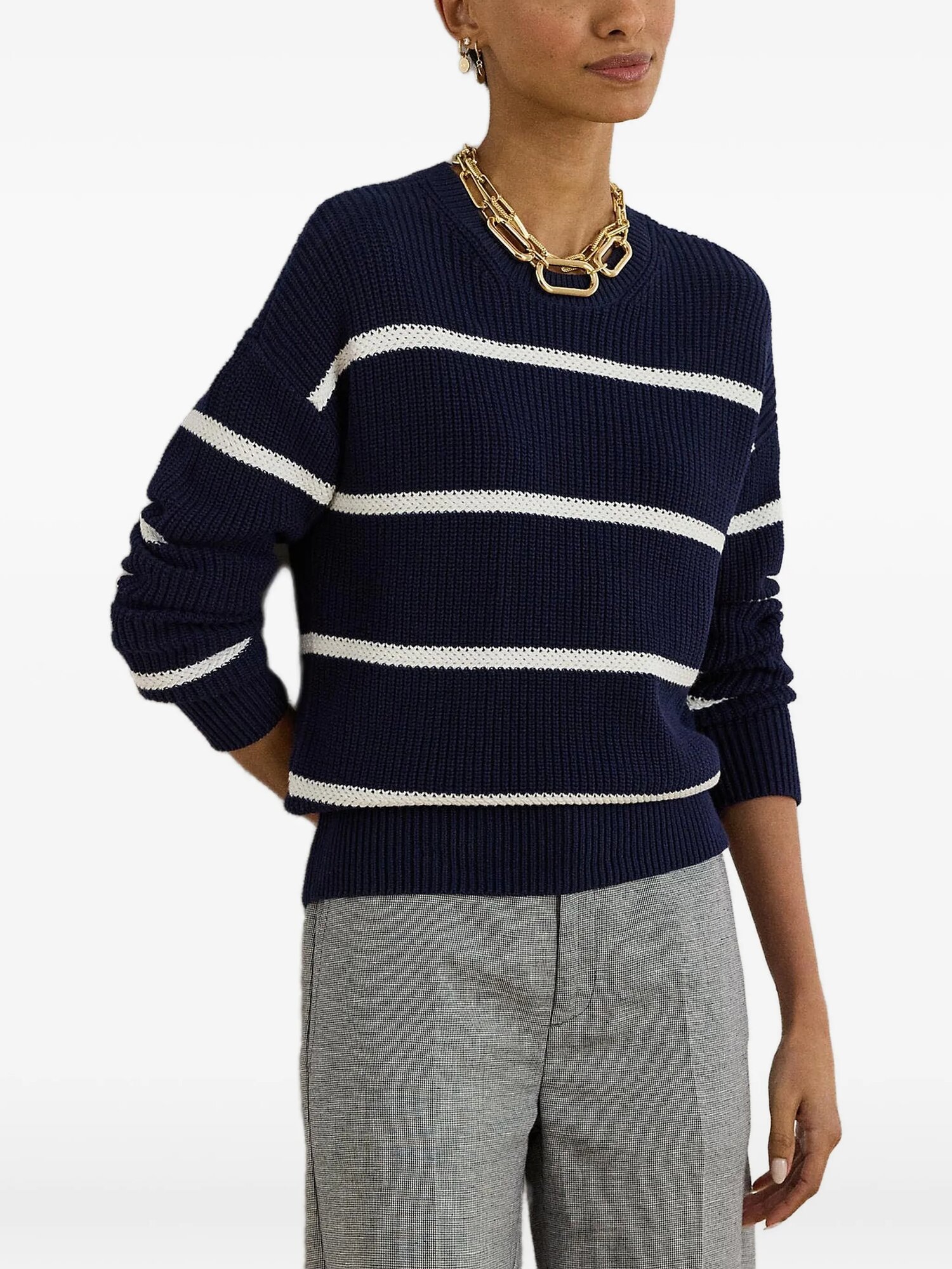 Свитер Lauren Ralph Lauren Striped cotton-knit sweater, размер 44 — фото 1