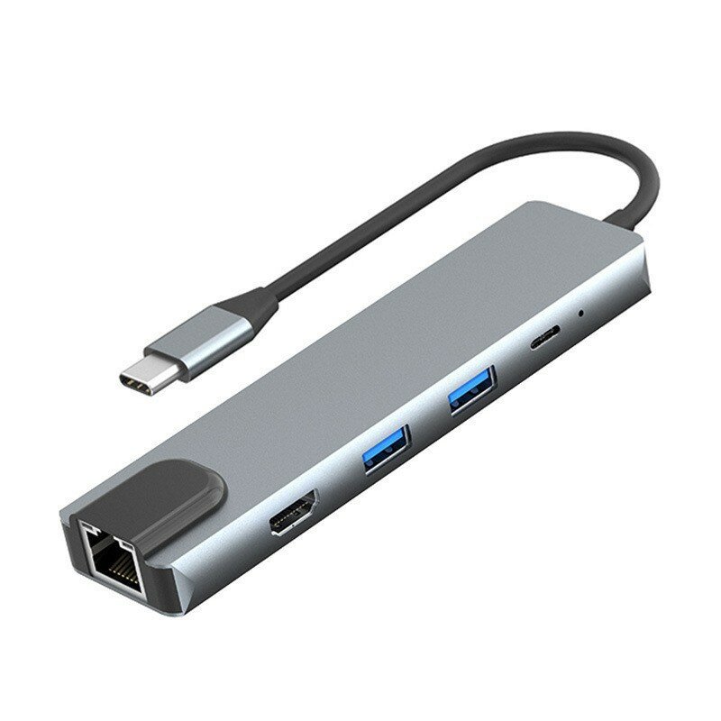 Разветвитель тип-Си 5 в 1 с поддержкой HDMI 4K и портами USB для ноутбука Mac Windows универсальный адаптер