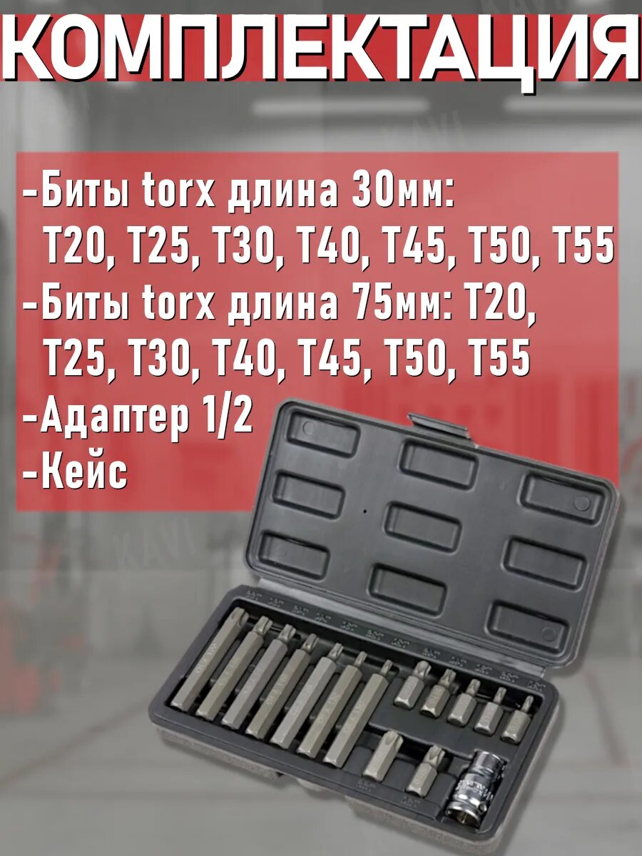 Набор бит torx 15 предметов — фото 1