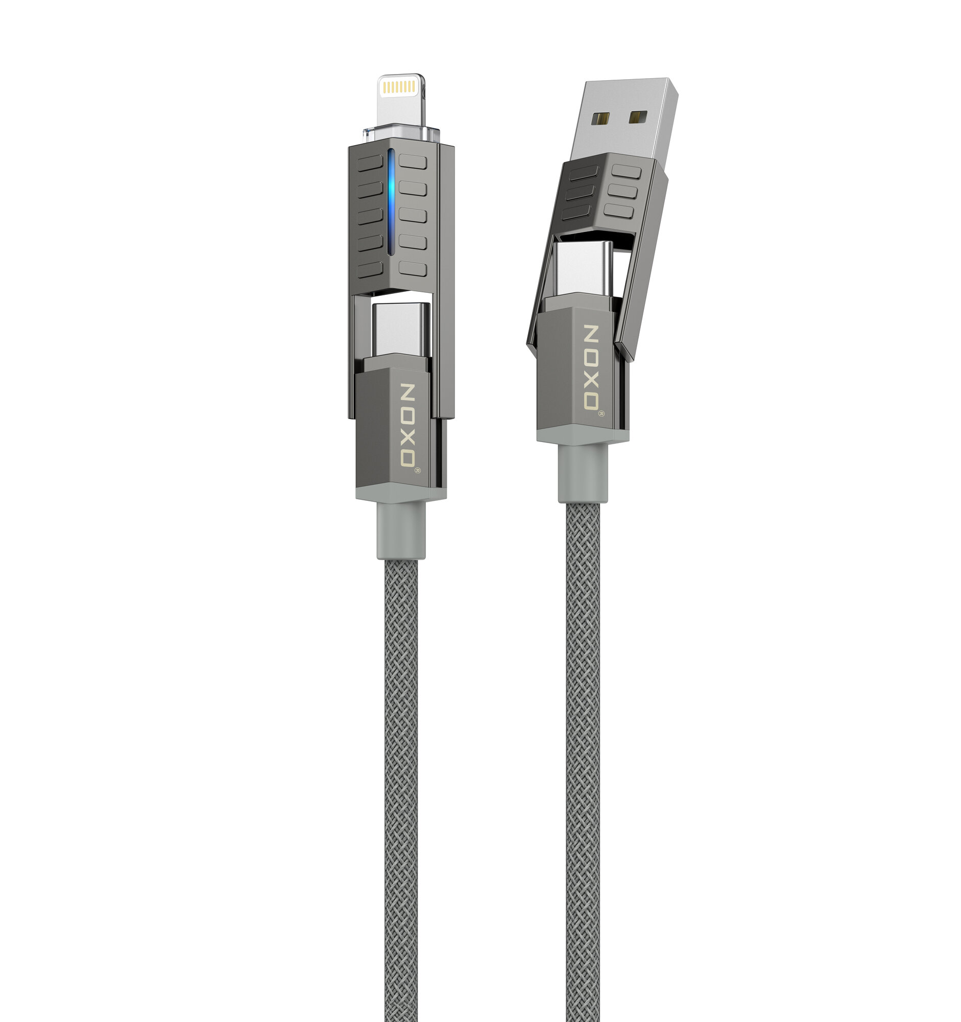 Кабель NOXO, быстрая зарядка, мультикабель 4 в 1, USB Type-A, Type-C, lightning — фото 1