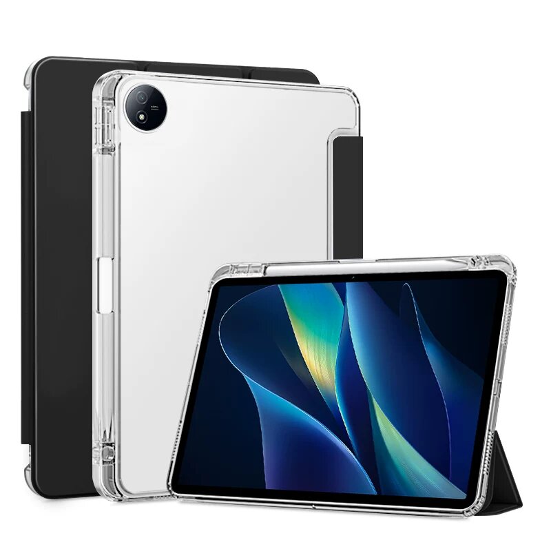 Vivo Pad 11-дюймовый чехол с тройной подставкой, отсеком для ручки и брендовым закаленным стеклом в роскошно-черном