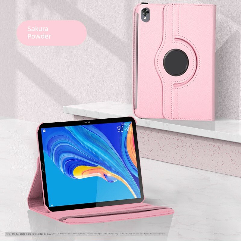 Huawei M5 8.4-дюймовый 360° поворотный кожаный чехол с личи-текстурой - Розовый цвета сакуры, одинарная оболочка