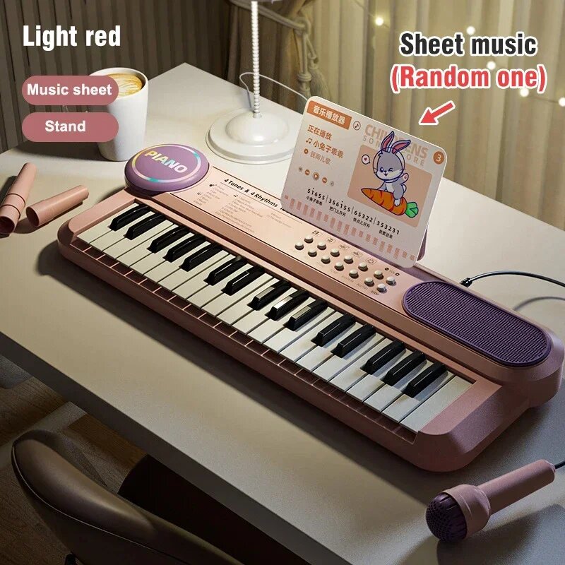 Детское пианино Conusea 37 клавиш, розовый/light red