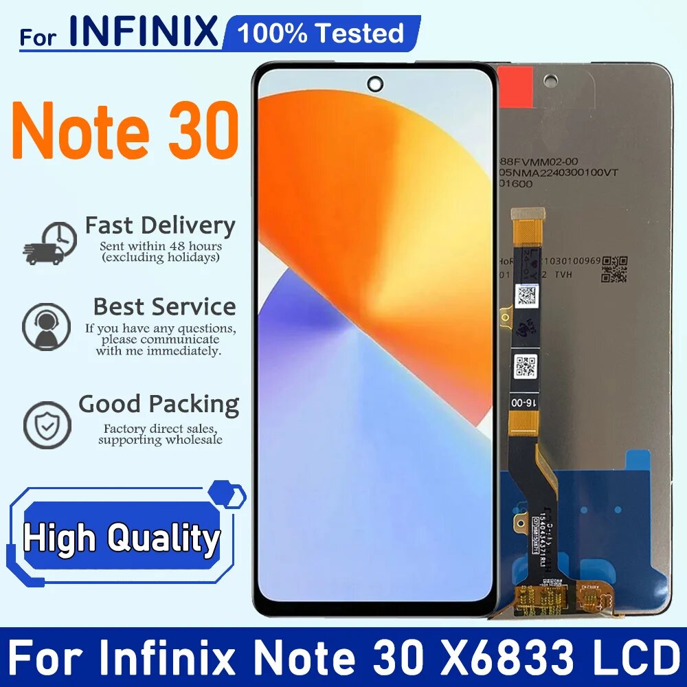 6,78 "IPS ЖК-дисплей для Infinix Note 30 X6833 X6833B, ЖК-дисплей, сменный преобразователь сенсорного экрана в сборе