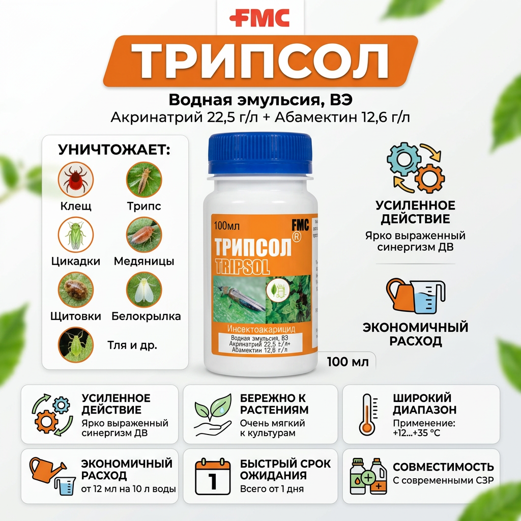 Трипсол 60 мл, мощный инсектоакарицид