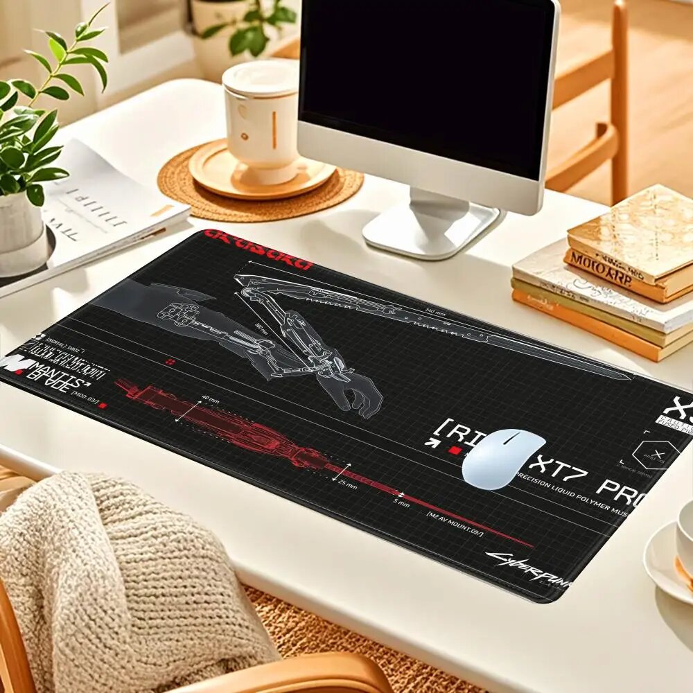 Коврик для мыши Potdemiel C-Cyberpunk Blueprint 900x400 мм, черный