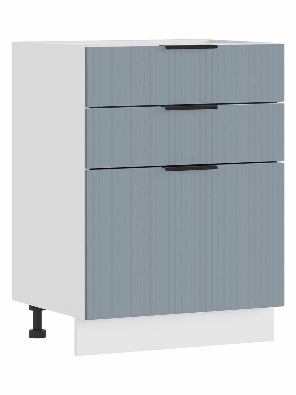 Кухонный модуль напольный, стол Муссон 3 ящика 60х46х81.6 см, Белый / Гавань