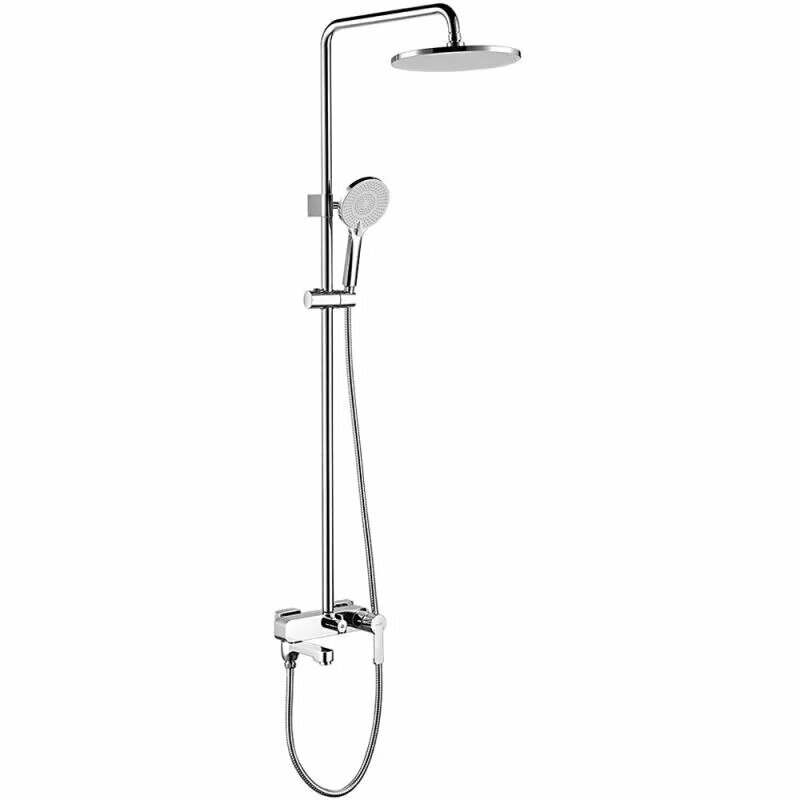 Душевая стойка Gappo G2402 со смесителем, хром, глянцевая, душевая система с тропическим душем, с изливом, с лейкой, латунная, рычаг сбоку