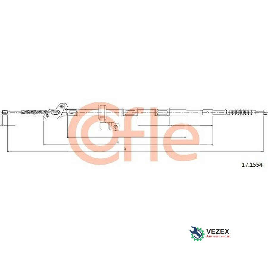 COFLE 92171554 трос ручника правый! L=1540/1255\ Toyota Rav4 94-00
