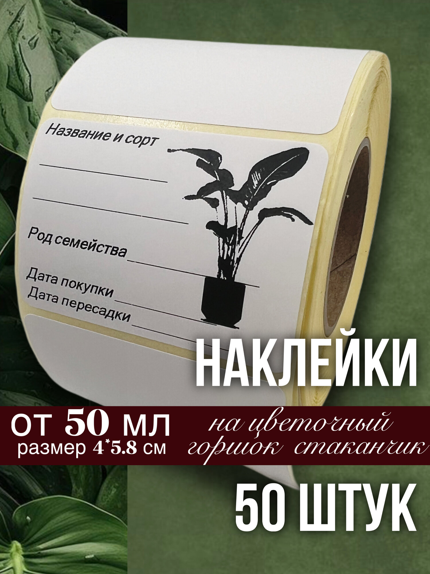 Наклейки на цветочные горшки и горшки для рассады 4*5.8 см 50 штук