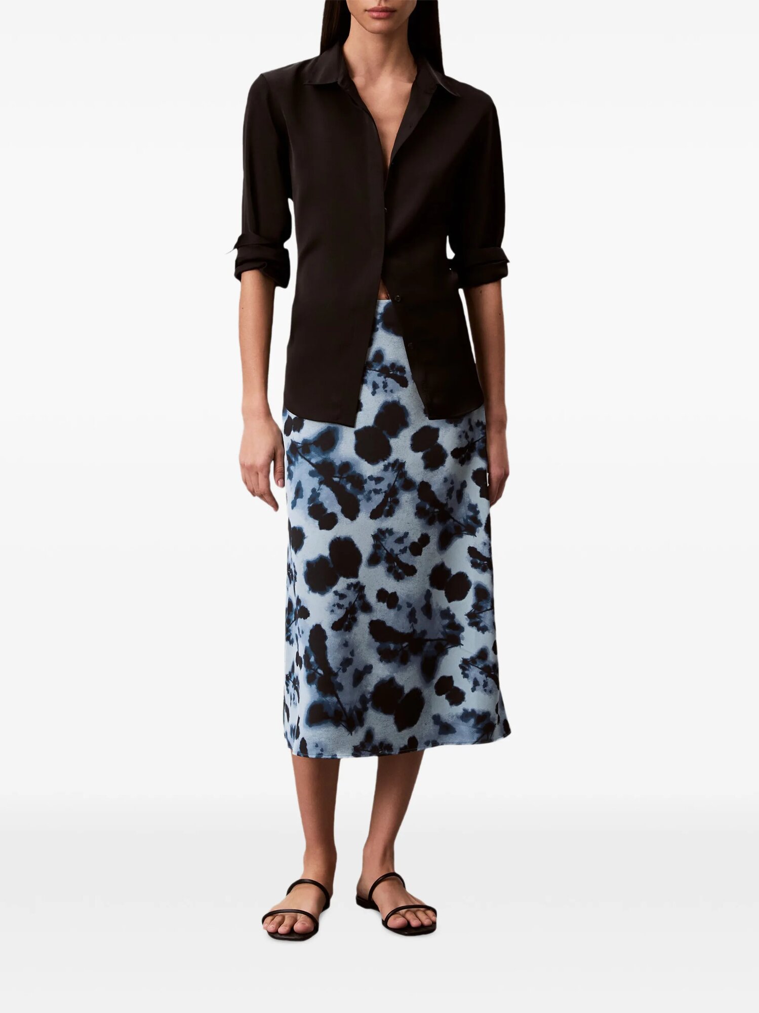 Юбка CALVIN KLEIN Printed midi skirt, размер 40 EU, blue — фото 1