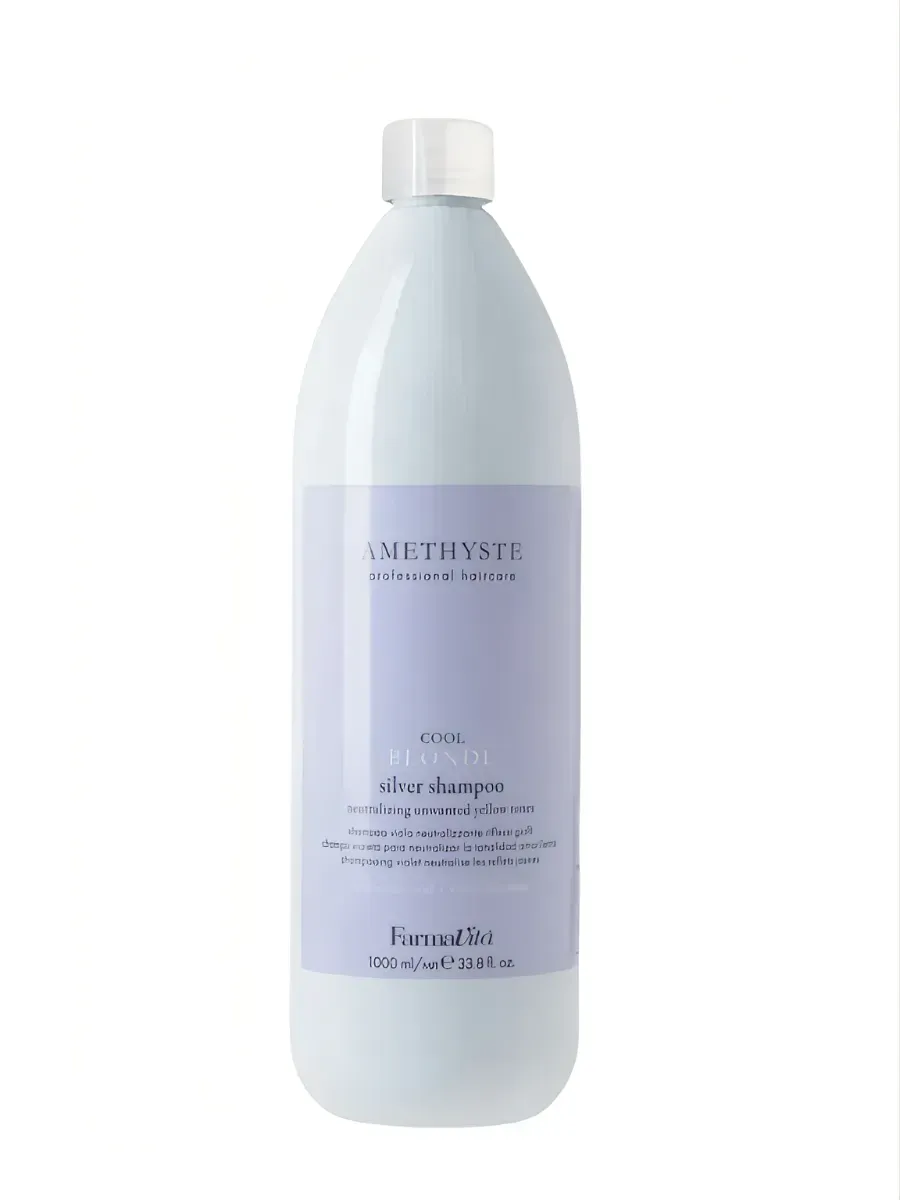 Шампунь Farmavita Amethyste Professional Cool Blonde Silver Фиолетовый шампунь с нейтрализацией жёлтого оттенка, 1000 мл