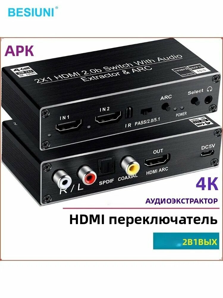 BESIUNI Аудиокабель HDMI/ODT (Toslink), черный