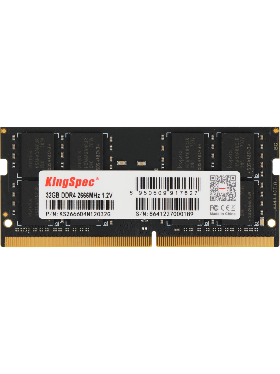 Память DDR4 32GB 2666MHz Kingspec KS2666D4N12032G RTL PC4-21300 CL17 SO-DIMM 260-pin 1.2В single rank RTL