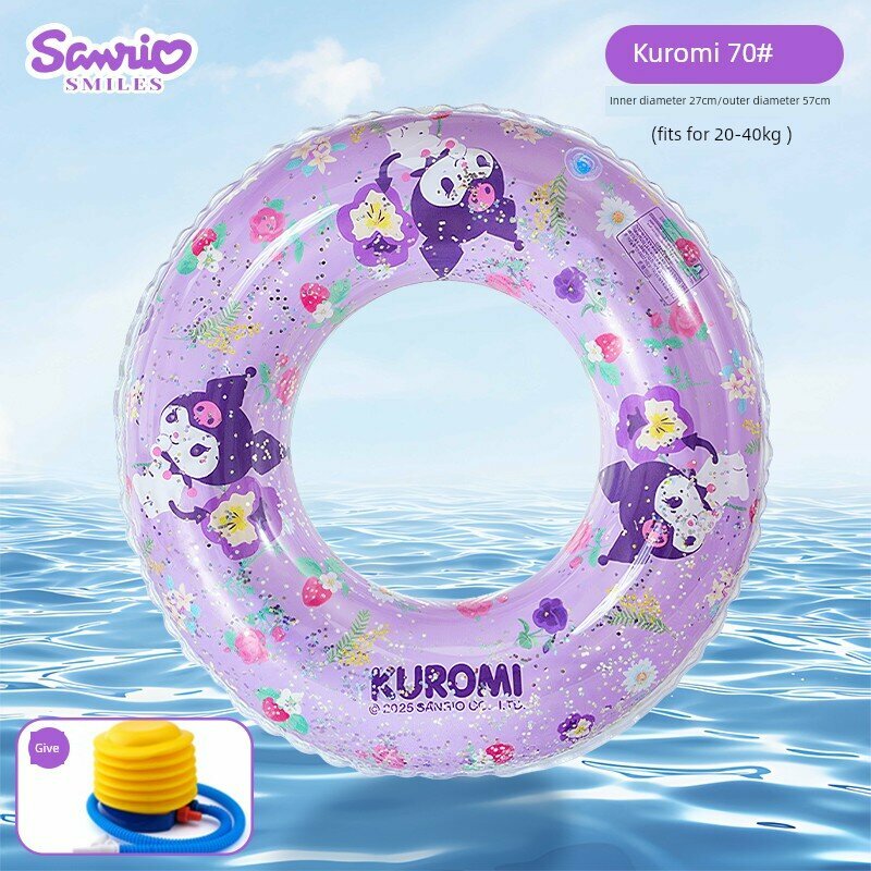 Оригинальный детский надувной круг Sanrio с блестками, мультяшный дизайн, Куроми, Май Мелоди, Синаморолл, утолщенный