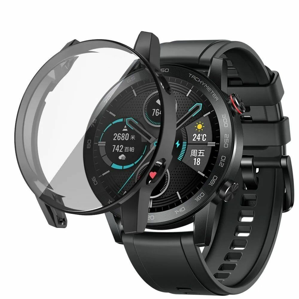 Силиконовый защитный чехол бампер для Honor Magic Watch 2 46mm с противоударными свойствами, Функция хранителя экрана