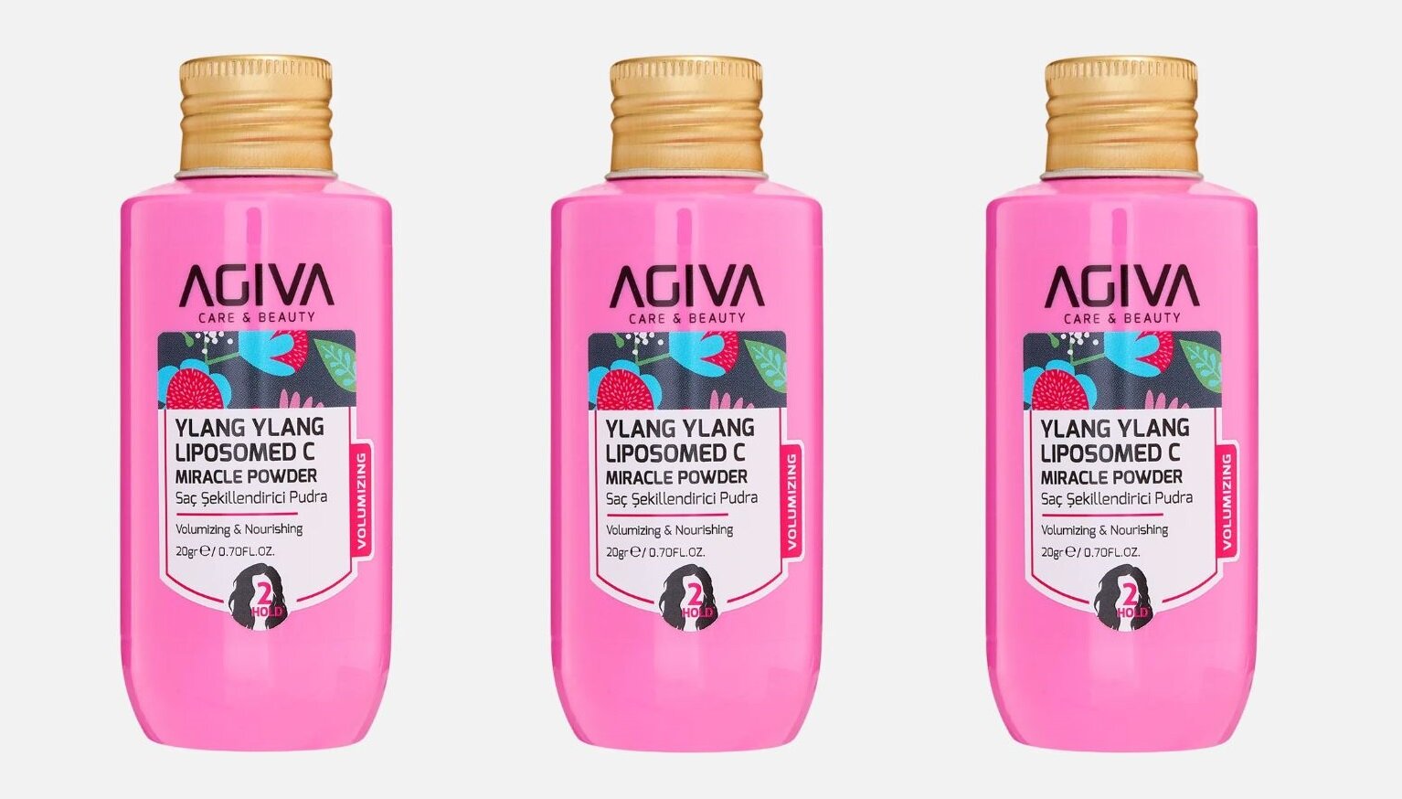 Пудра AGİVA для объема волос Ylang Ylang Lıpozom C Pro Care, 20 гр - 3 штуки