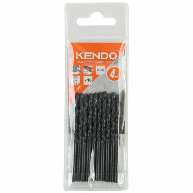 Набор сверл по металлу KENDO HSS 10804009, 4мм 10шт